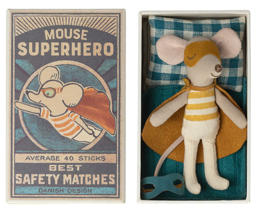 Super hero mouse, Little brother in matchbox - Maileg EU