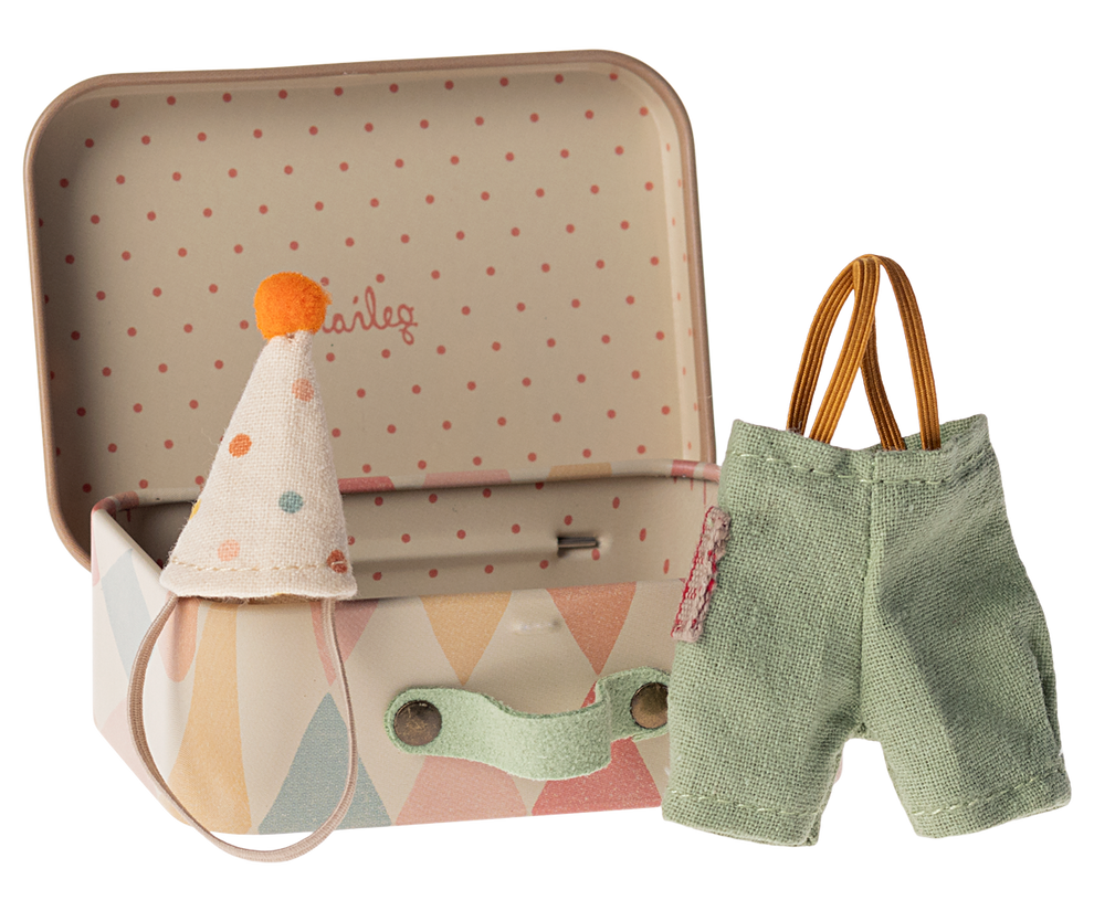 Clown clothes in suitcase, Little brother mouse – Maileg EU