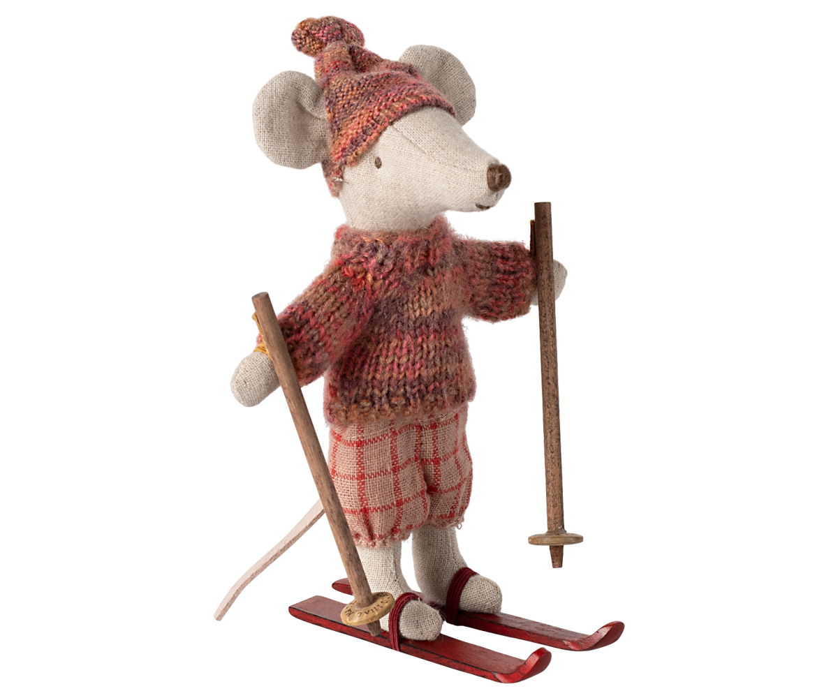 Winter mouse with ski set, Big sister - Rose – Maileg EU