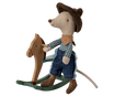 Cowboy mouse on rocking horse, Little brother – Maileg EU