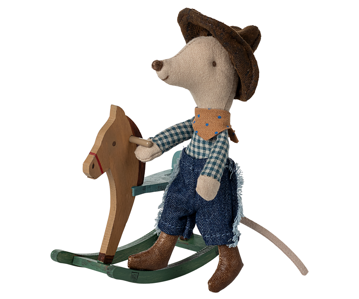 Cowboy mouse on rocking horse, Little brother – Maileg EU