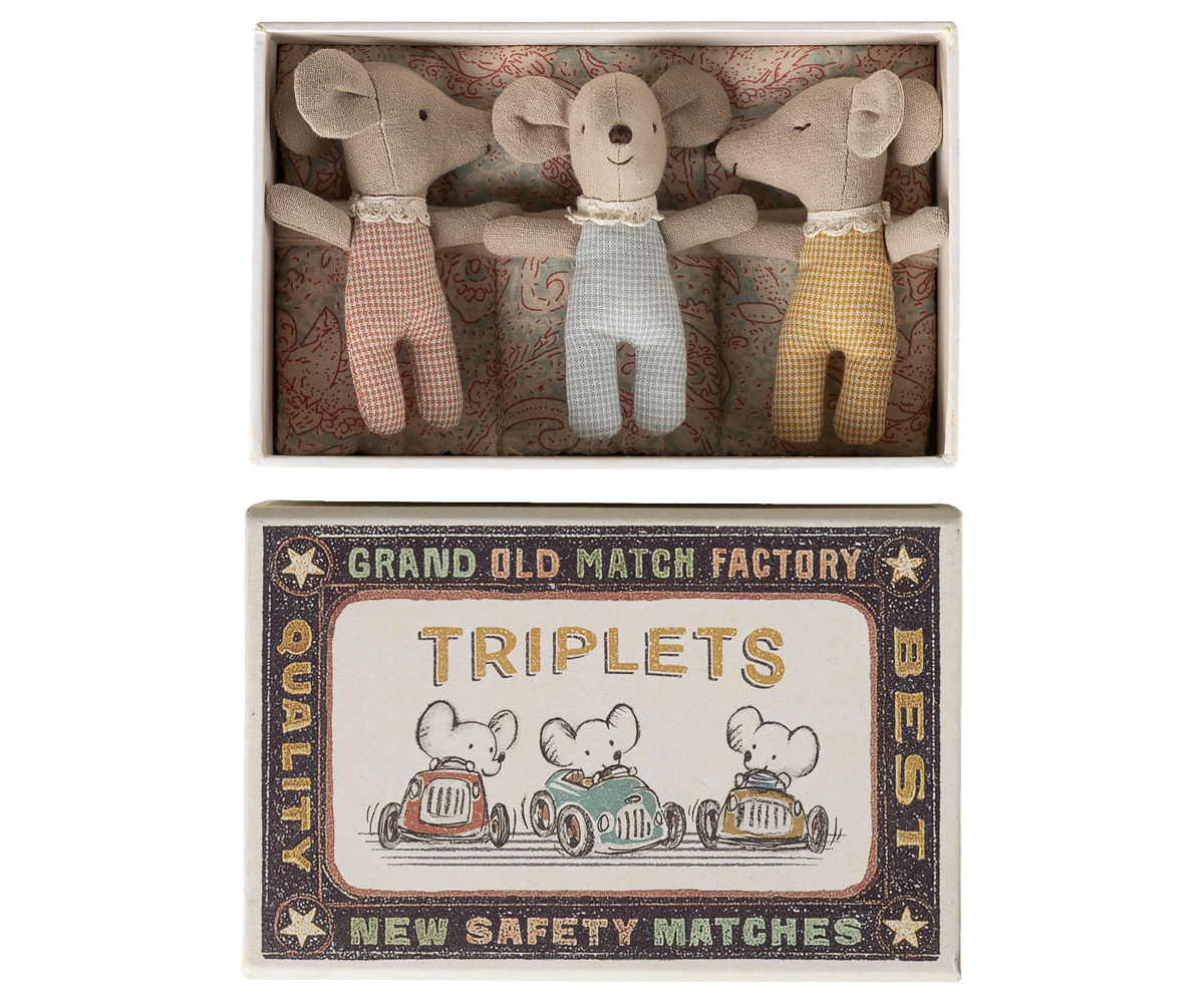 Triplets, Baby mice in matchbox - Checker – Maileg EU