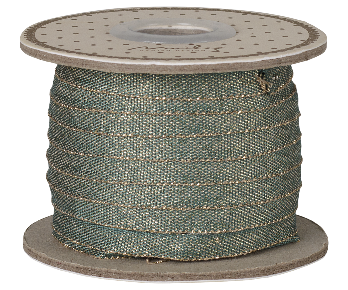 Ribbon, W: 6 mm x L: 25 m - Green/Gold – Maileg EU